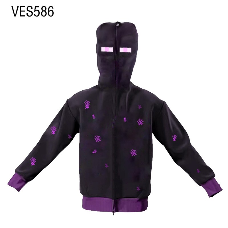 Custom cardigan Minecraft Enderman snowflake jacquard Hoodie Funny ...